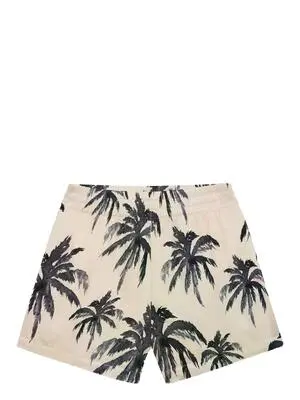 ANINE BING Kam Palm-print Shorts - Neutrals