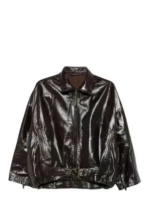 SALVATORE SANTORO Belted Leather Jacket - Brown
