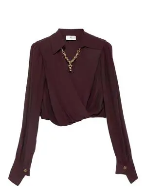 Elisabetta Franchi Wrap-effect Long-sleeve Top - Brown