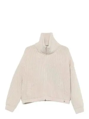 Herno High-neck Zip-up Cardigan - Neutrals