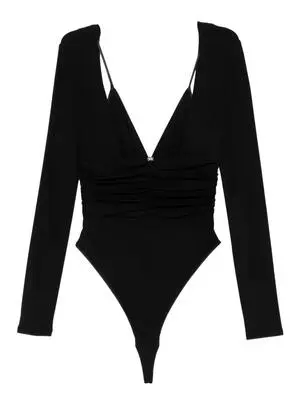 Elisabetta Franchi Long-sleeve Ruched Bodysuit - Black