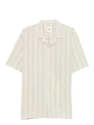 NOYOCO Orleans Striped Camp-collar Shirt - Neutrals