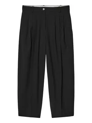 Cos Pleated Barrel-Leg Wool Trousers Black