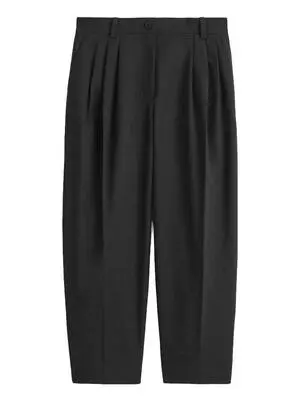 Cos Pleated Barrel-leg Wool Trousers - Gray
