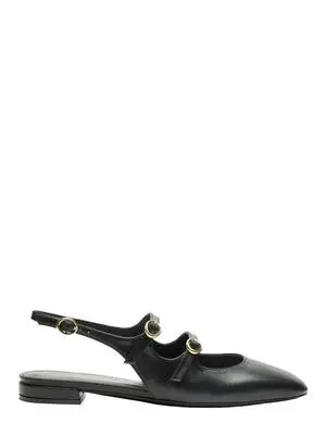 STUART WEITZMAN Slingback Buckle Flats - Black