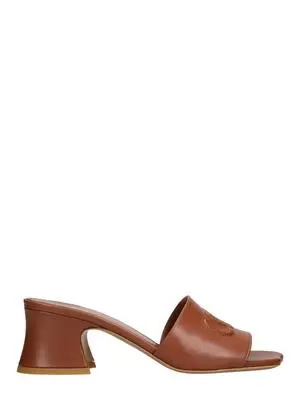Chloé Leather Soleil Mules - Brown