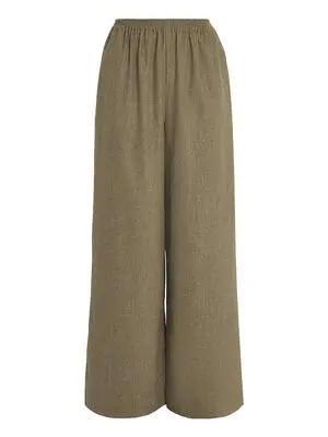 Eskandar Cashmere-wool Wide-leg Trousers - Green