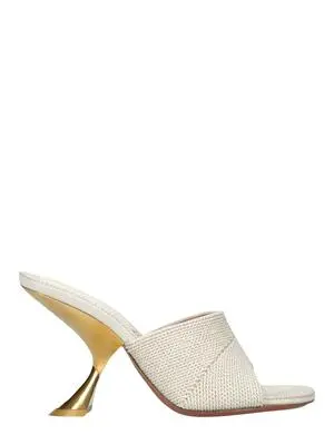 Amina Muaddi Woven Taylor Heeled Mules - Beige