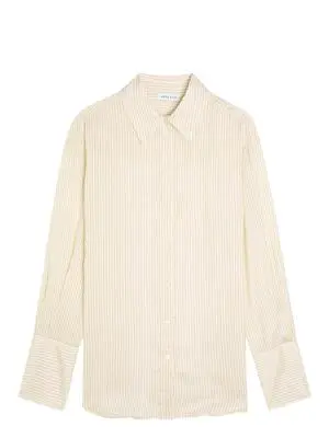 ANINE BING Pinstriped Satin Shirt - Cream