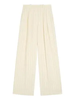 ANINE BING Pinstriped Wide-leg Trousers - Cream