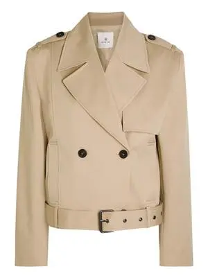 ANINE BING Double-breasted Cotton Trench Jacket - Taupe