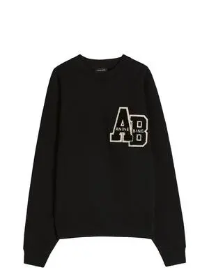 ANINE BING Miles Letterman Cotton Sweatshirt - Black