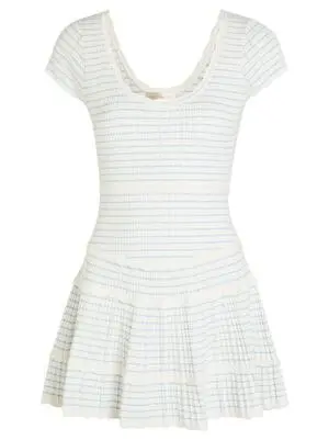 LoveShackFancy Elisavette Striped Knit Mini Dress - White And Blue