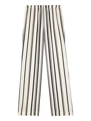 ANINE BING Elain Striped Satin Trousers - Black And White