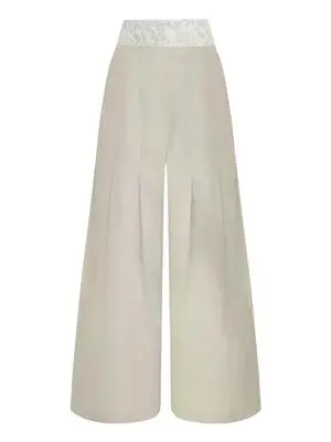 LETHICIA BRONSTEIN Lace-insert Pleated Trousers - Neutrals