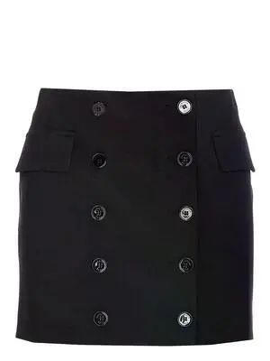 Patrizia Pepe Double-button Straight Skirt - Black