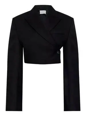 Sportmax Cropped Knit-sleeve Blazer - Black