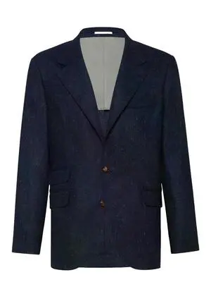 Brunello Cucinelli Speckled Single-breasted Blazer - Blue