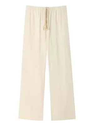 Sandro Drawstring Cotton Trousers Butter Cream
