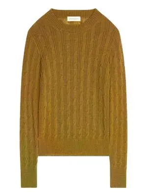 Dries Van Noten Wool Cable Knit Sweater - Yellow