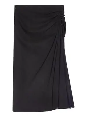 Dries Van Noten Draped Button-detail Midi Skirt - Black