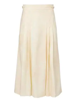 Gabriela Hearst Lerna Pleated Virgin Wool Midi Skirt - White