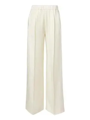 JIL SANDER Gathered Wide-leg Satin Pants - White