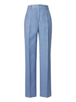 Polo Ralph Lauren Linen And Cotton Twill Wide-leg Pants - Blue