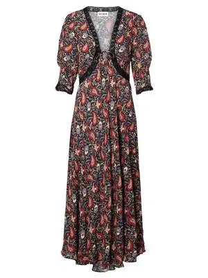 Rixo Amina Floral Crêpe De Chine Midi Dress - Multicoloured