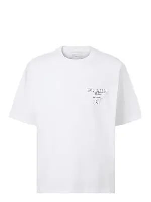 Prada Logo Oversized Cotton Jersey T-shirt - White