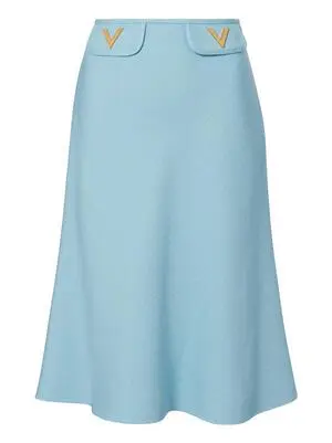 Valentino Garavani Vlogo Canvas Midi Skirt - Blue
