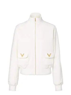 Valentino Garavani Logo Jersey Zip-up Sweatshirt - White