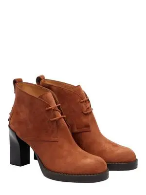 TOD'S 80mm Suede Ankle Boots - Brown