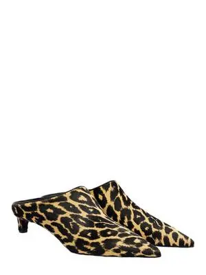 JIL SANDER Pointy Leopard-print Calf Hair Mules - Black