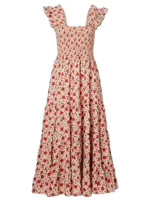 Rixo Kendall Floral Cotton Voile Midi Dress Multicoloured