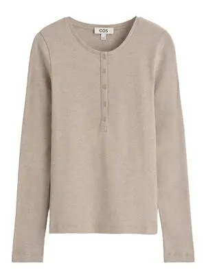 Cos Long-sleeved Henley Top - Blue