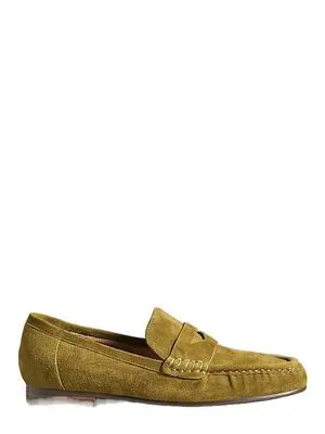 BIBI LOU Classic Ruched Loafers Verde Military Suede