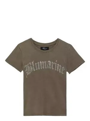 Blumarine Crystal-embellished Logo T-shirt - Brown