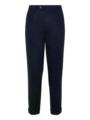BRUNELLO CUCINELLI Pleated-Front Speckled-Pattern Trousers