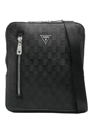 Guess Logo-embossed Messenger Bag - Black