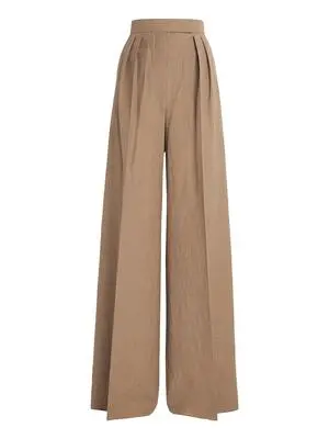 Max Mara Virgin Wool Wide Leg Trousers - Beige