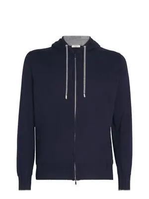 FIORONI CASHMERE Cashmere Full Zip Hoodie - Navy