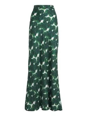 Max Mara Printed Silk Maxi Skirt - Green
