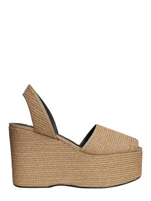Alaïa Straw Wedge Sandals - Black