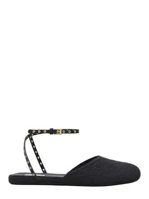 Alaïa Raffia And Leather Espadrilles - Black
