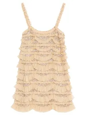 Valentino Garavani Silk Ruffled Mini Dress - Nude