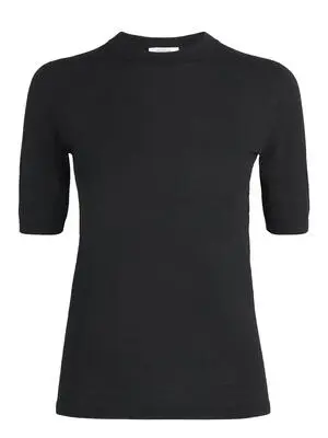 Max Mara Virgin Wool Short Sleeve Top - Black