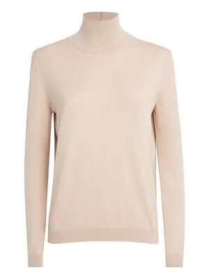 Max Mara Silk-wool-blend Rollneck Sweater - Beige