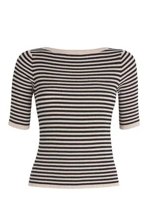 Max Mara Striped Short-sleeve Sweater - Beige