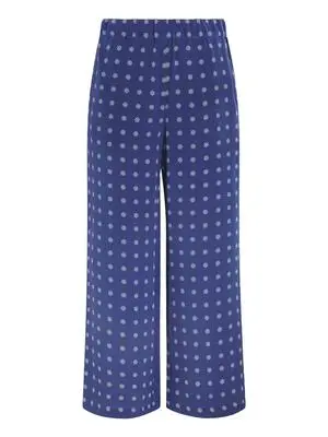 Max Mara Silk Floral Wide-leg Trousers - Blue